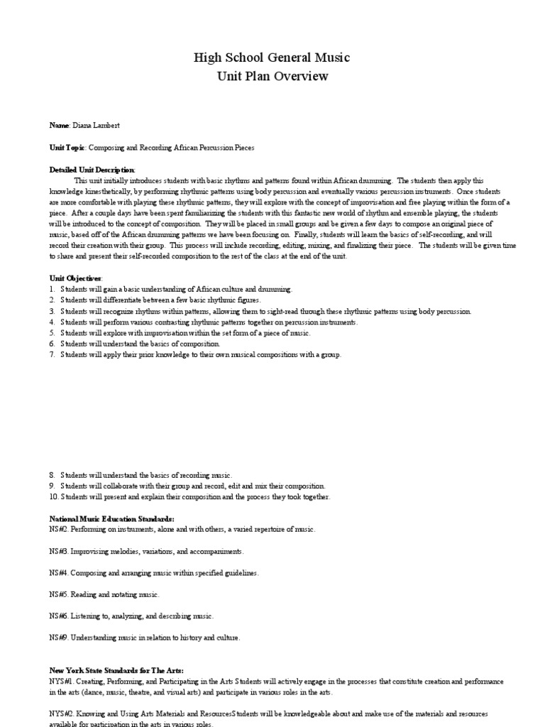 African Percussion Composition Unit Plan | PDF | Musical Compositions ...