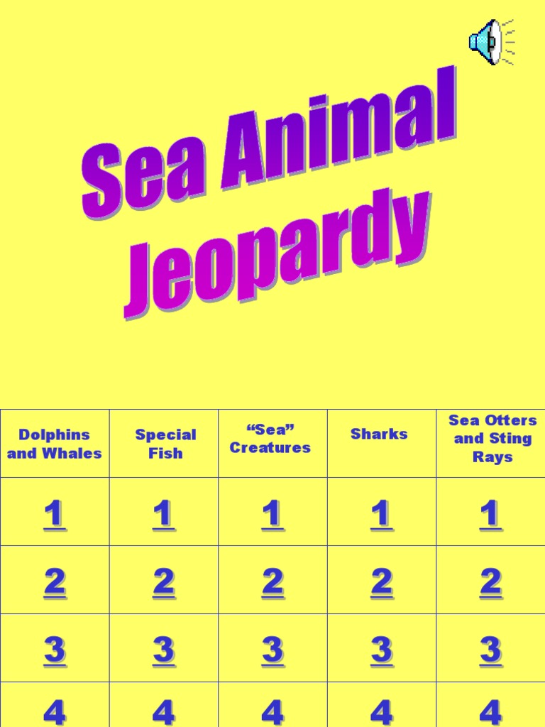Sea Animal Jeopardy | PDF | Dolphin | Sharks