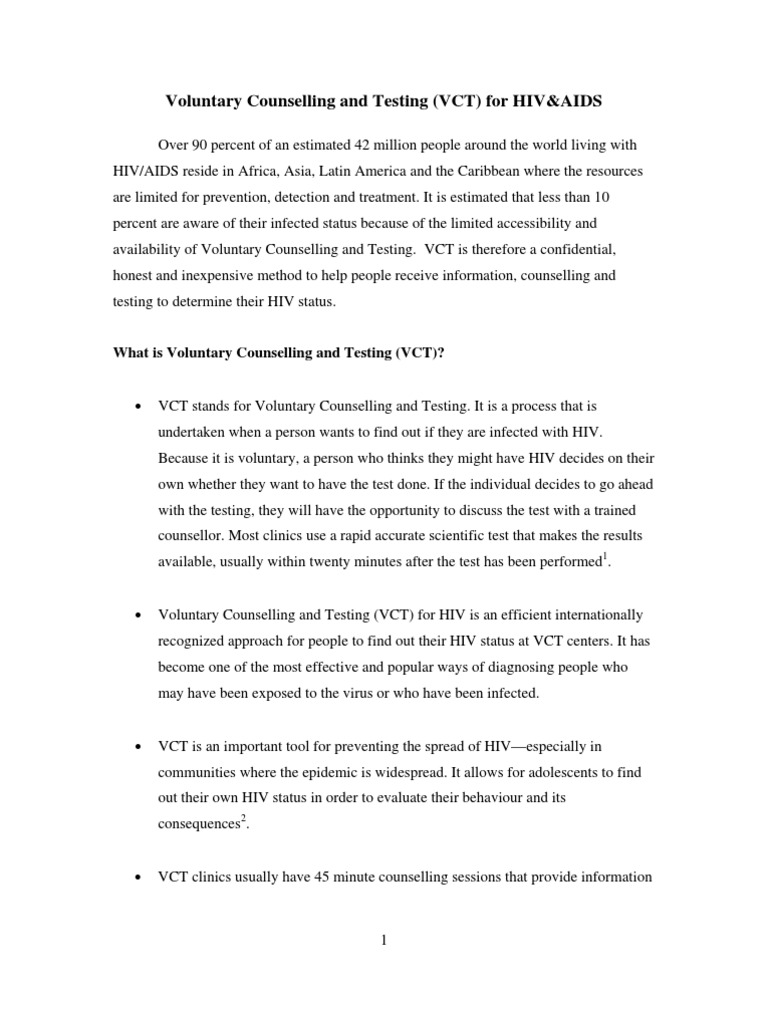 Voluntary Counselling and Testing for HIV and AIDS | Management Of Hiv ...