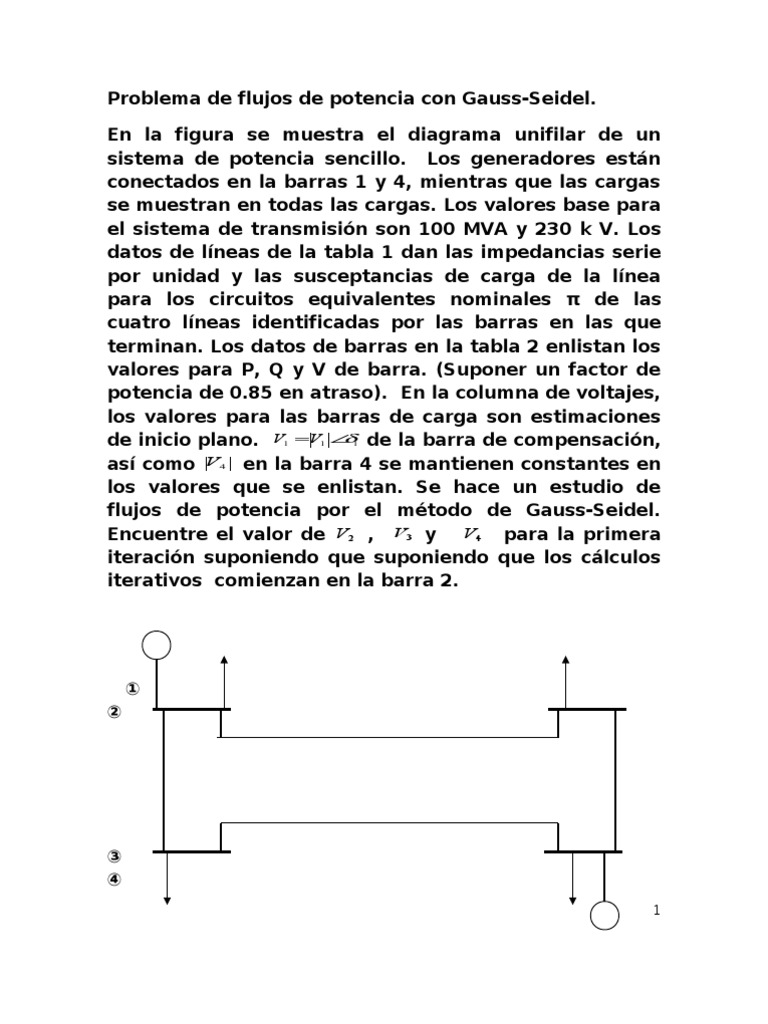 Problema de Flujos de Potencia Con Gauss | PDF