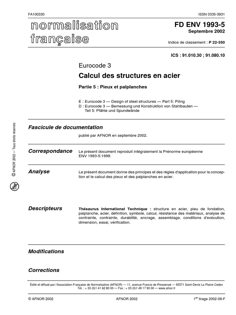 Eurocode FD ENV 1993-5 | PDF