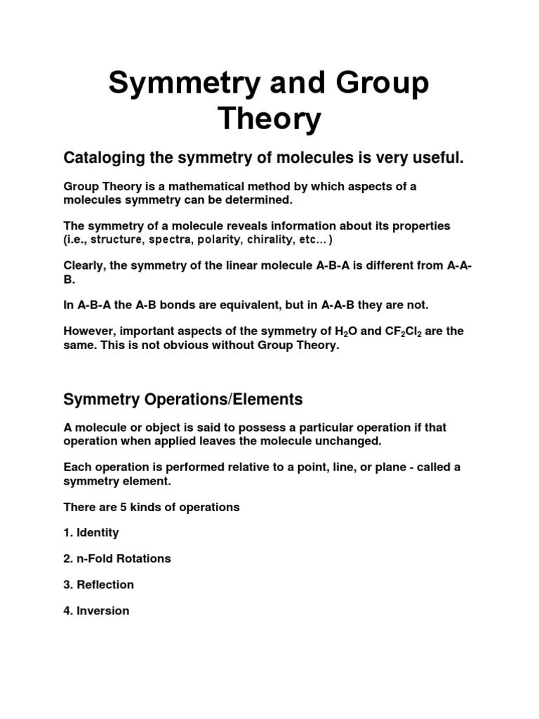 Symmetry and Group Theory | PDF | Cartesian Coordinate System | Group ...