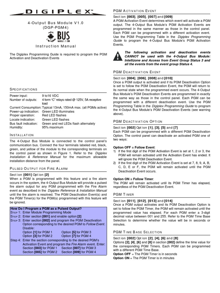 APR-PGM4 Installation Instructions (Digiplex) | PDF | Computer ...