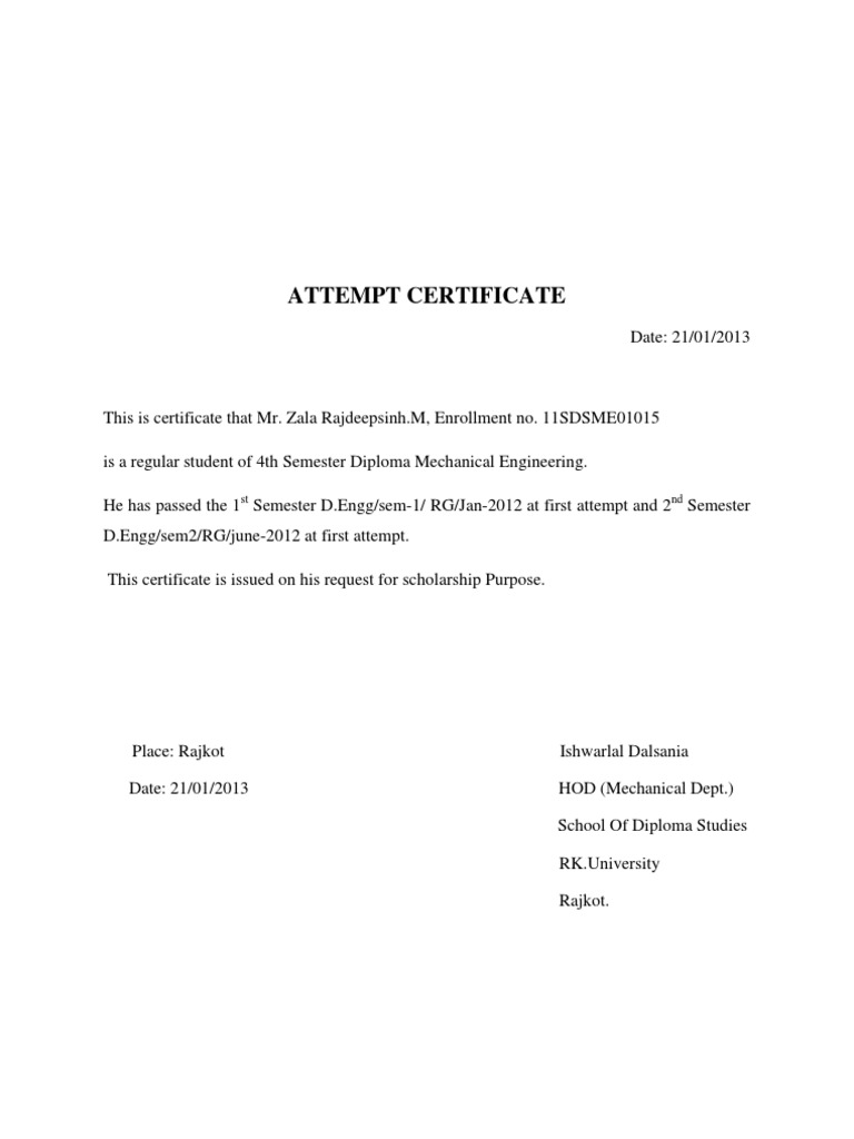 Attempt Certificate: ST ND | PDF