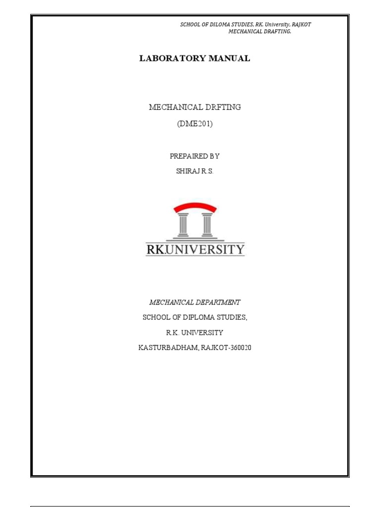 Mechanical Drafting Lab Manual - DME301 | PDF | Engineering Tolerance ...
