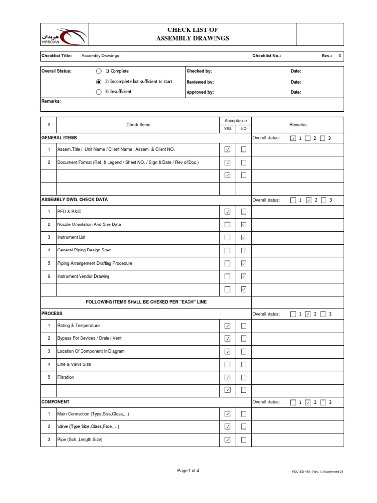 Checklist Typical Format PMS | Pipe (Fluid Conveyance) | Mechanical ...