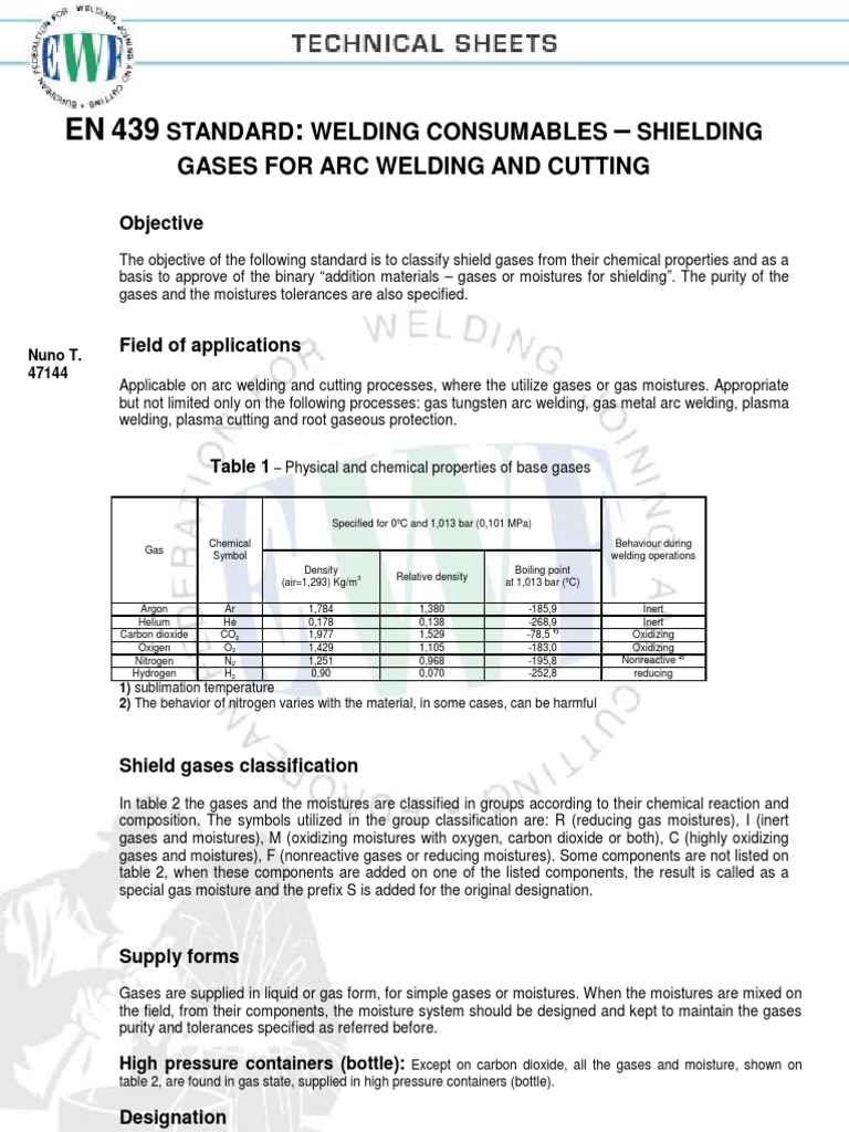 En 439 Guide For en 439 Shielding Gases | PDF