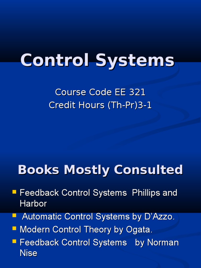 Lecture 1 Control Systems | PDF | Control Theory | Control System