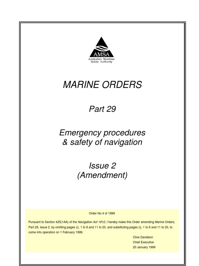 Marine Orders: Emergency Procedures Guide | PDF | Radio | Watercraft