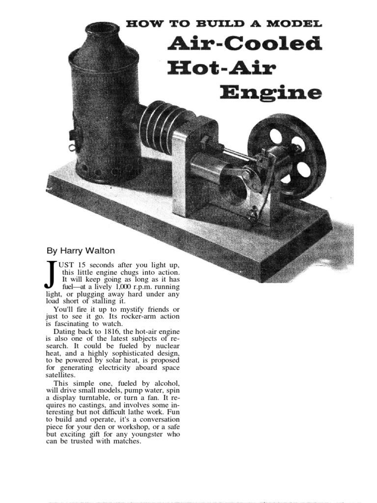 Air Cooled Hot Air Engine | PDF | Screw | Engines