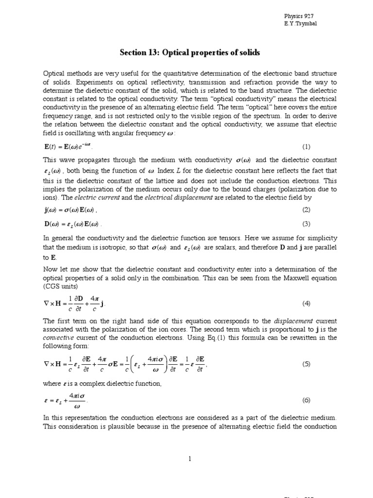 Optical Properties of Solids | PDF