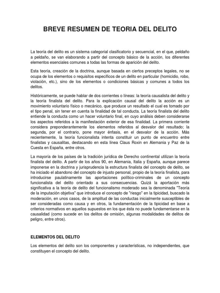 Resumen de la teoría del delito: Todo lo que necesitas saber ★ Teoría ...