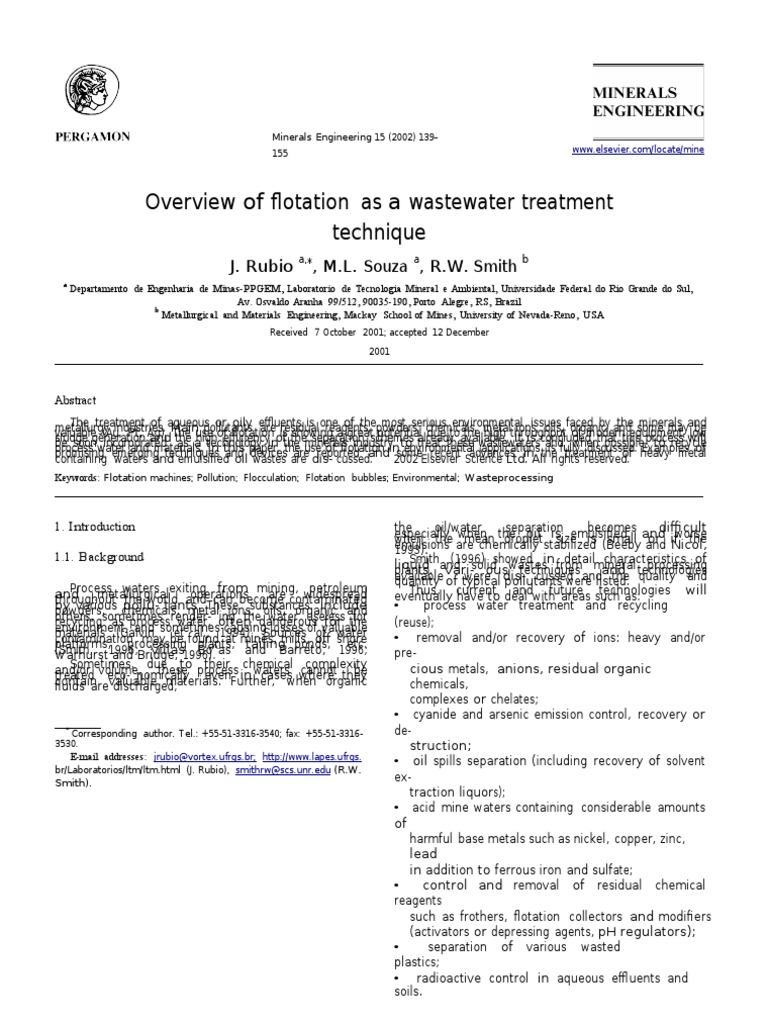 Overview of Flotation As A Wastewater Treatment Technique | PDF ...