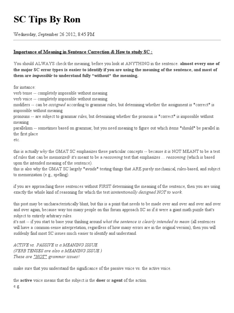 Ron Purewal SC Mgmat Tips | PDF | Grammatical Number | Verb