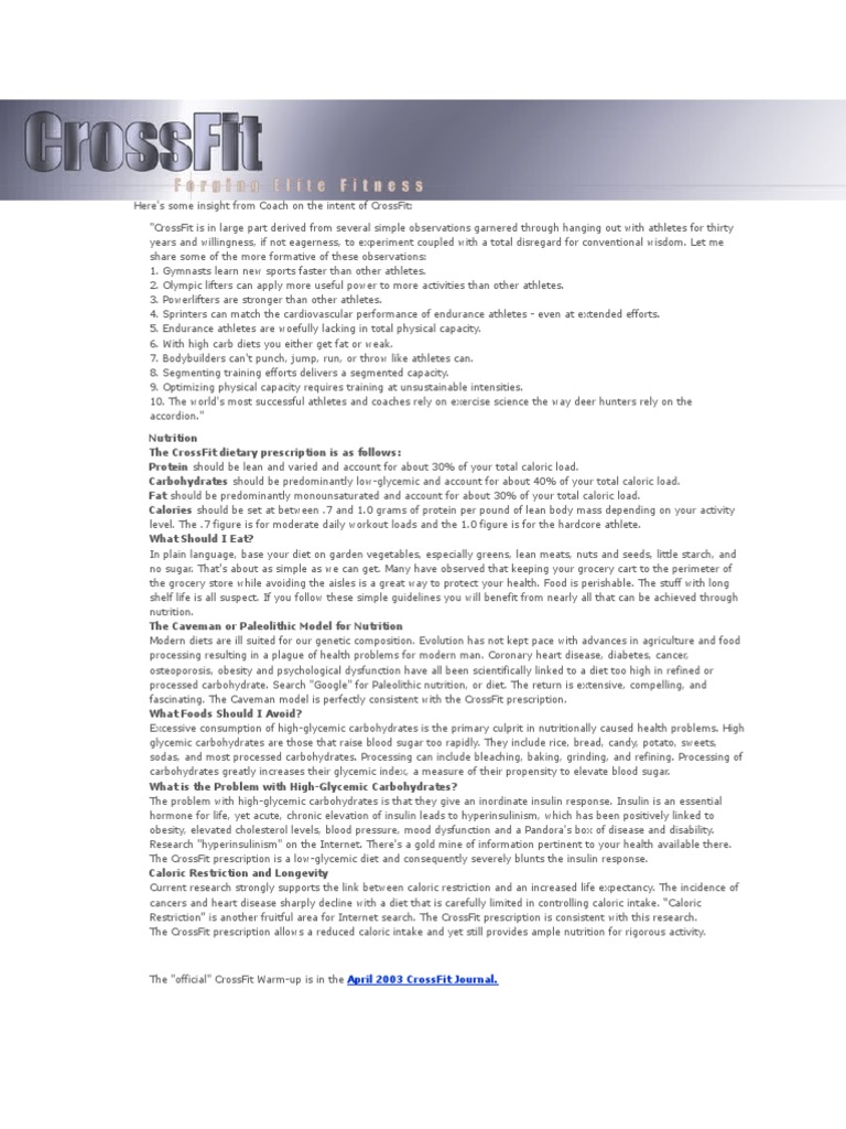 Crossfit Wods | PDF | Dieting | Nutrition