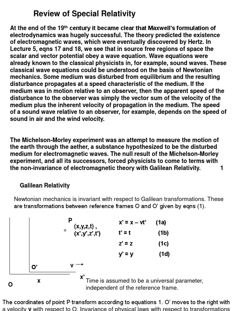 Review of Special Relativity | PDF | Special Relativity | Luminiferous ...