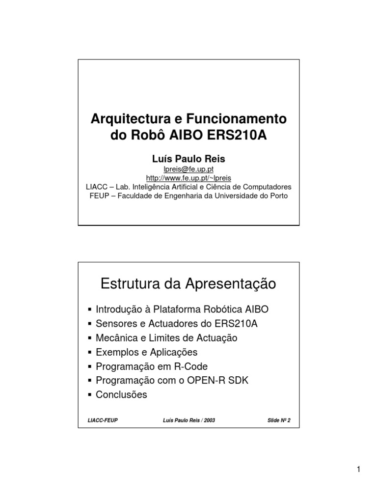 5.funcionamento AIBO ER210A | PDF | Kit de desenvolvimento de software | Robô