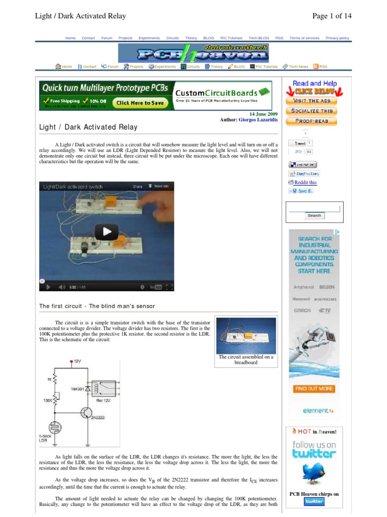 Circuitpages Light Dark Activated Relay | PDF | Relay | Electronic Circuits