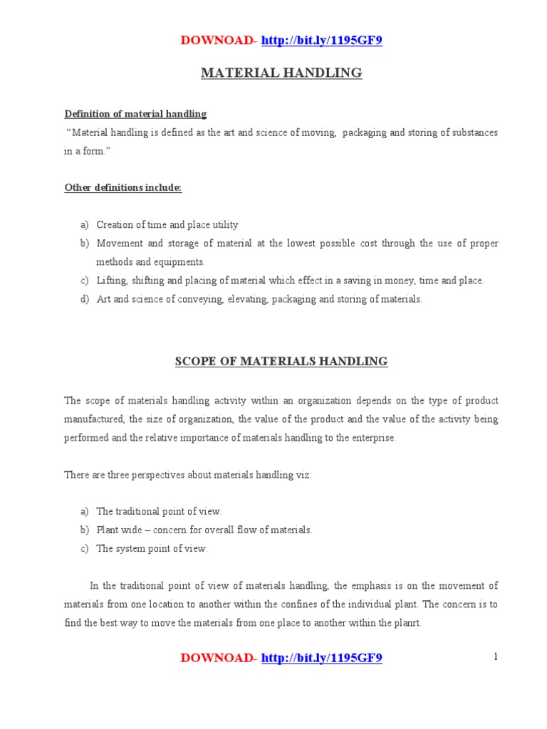 Material Handling | PDF | Crane (Machine) | Production And Manufacturing