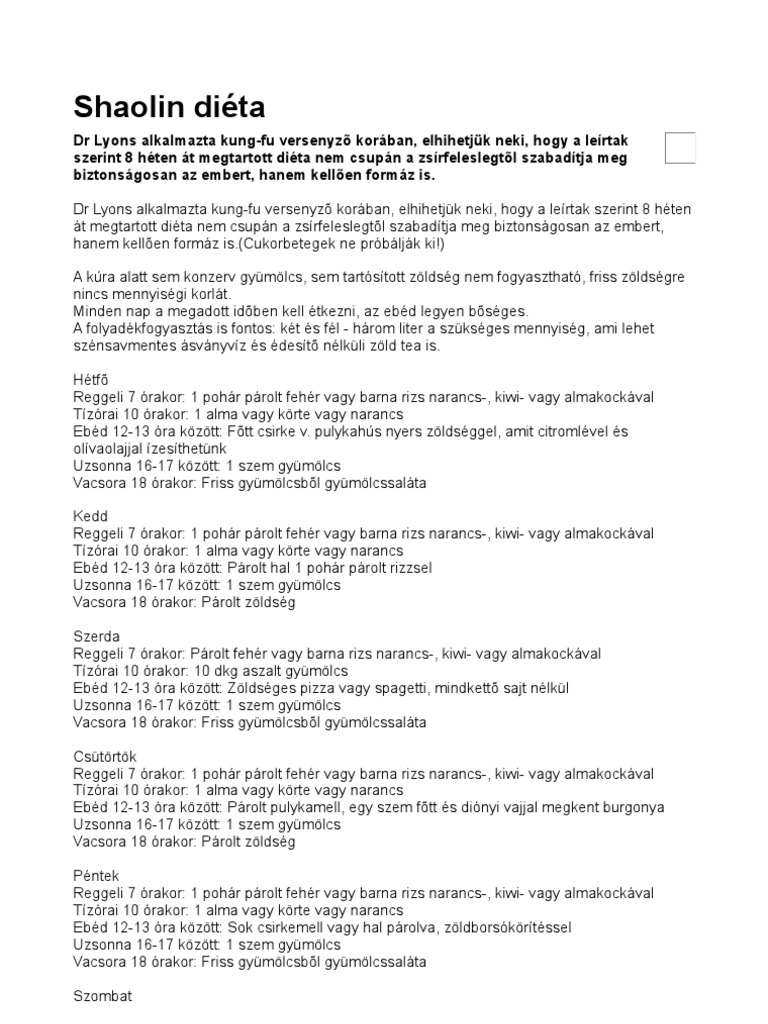 Shaolin Dieta