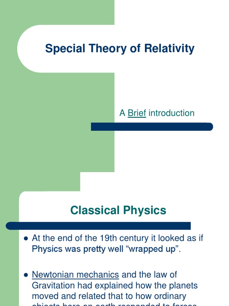 Special Theory of Relativity | PDF | Theory Of Relativity | General ...
