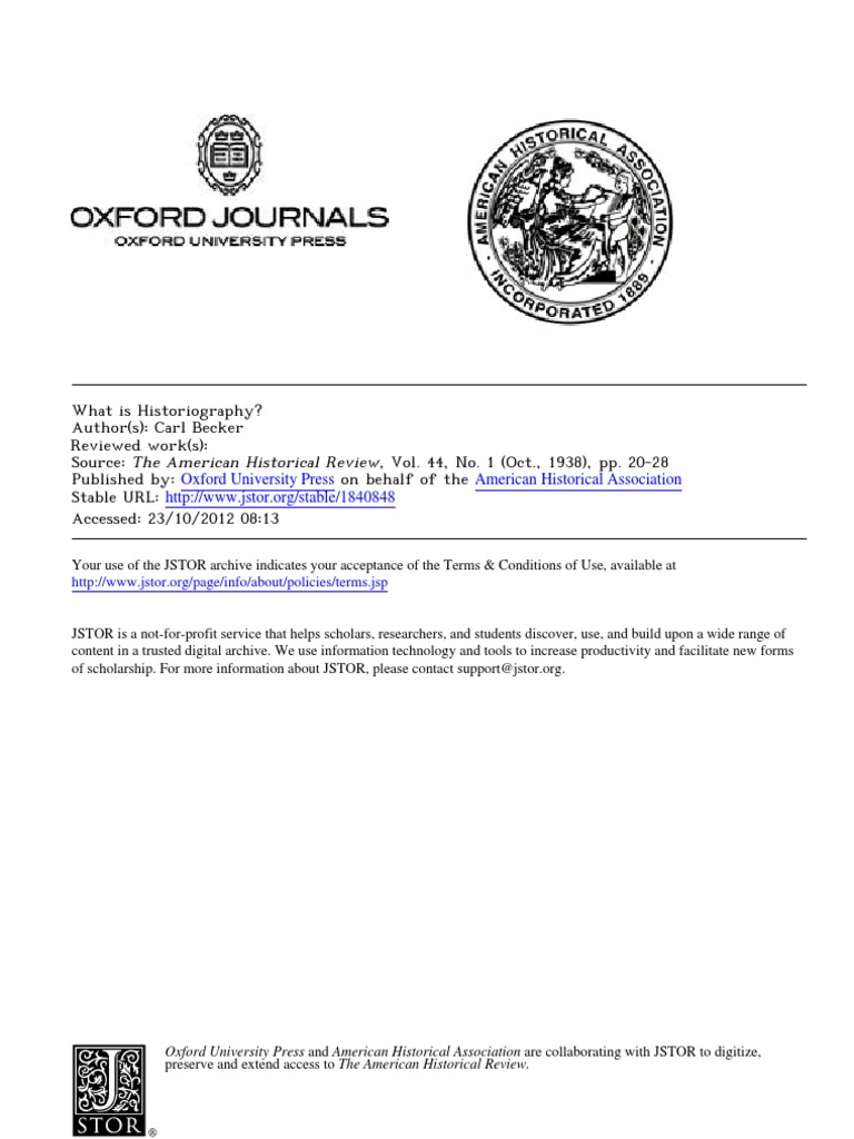 An Analysis of Carl Becker's Review of Harry Elmer Barnes' Book "A ...