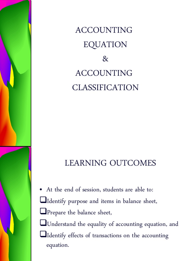 Accounting Equation & Accounting Classification | PDF | Balance Sheet ...