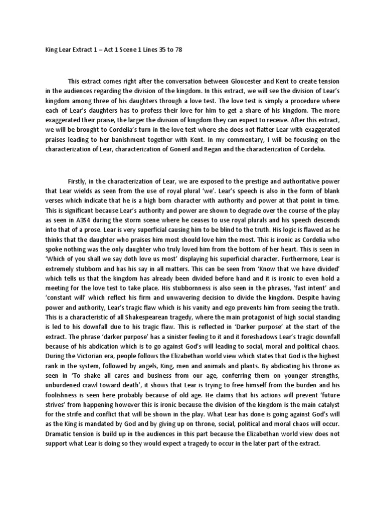 Extract 1 Act 1 Scene 1 Lines 35 To 78 | PDF | King Lear