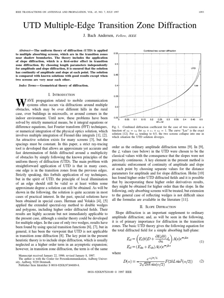 1997 UTD Multiple Edge Transition Zone Diffraction | PDF | Diffraction ...