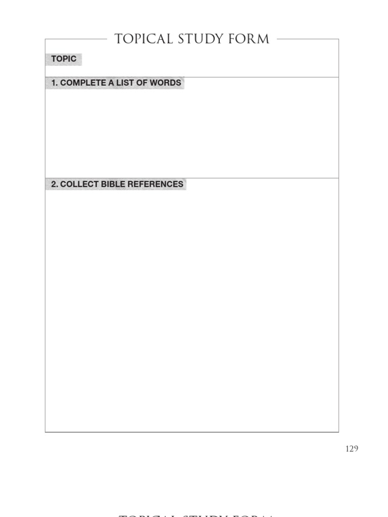 Topical Study Form: Topic 1. Complete A List of Words | PDF