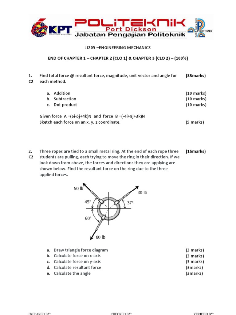 Eoc1 Engineering Mechanics | PDF | Cartesian Coordinate System | Angle