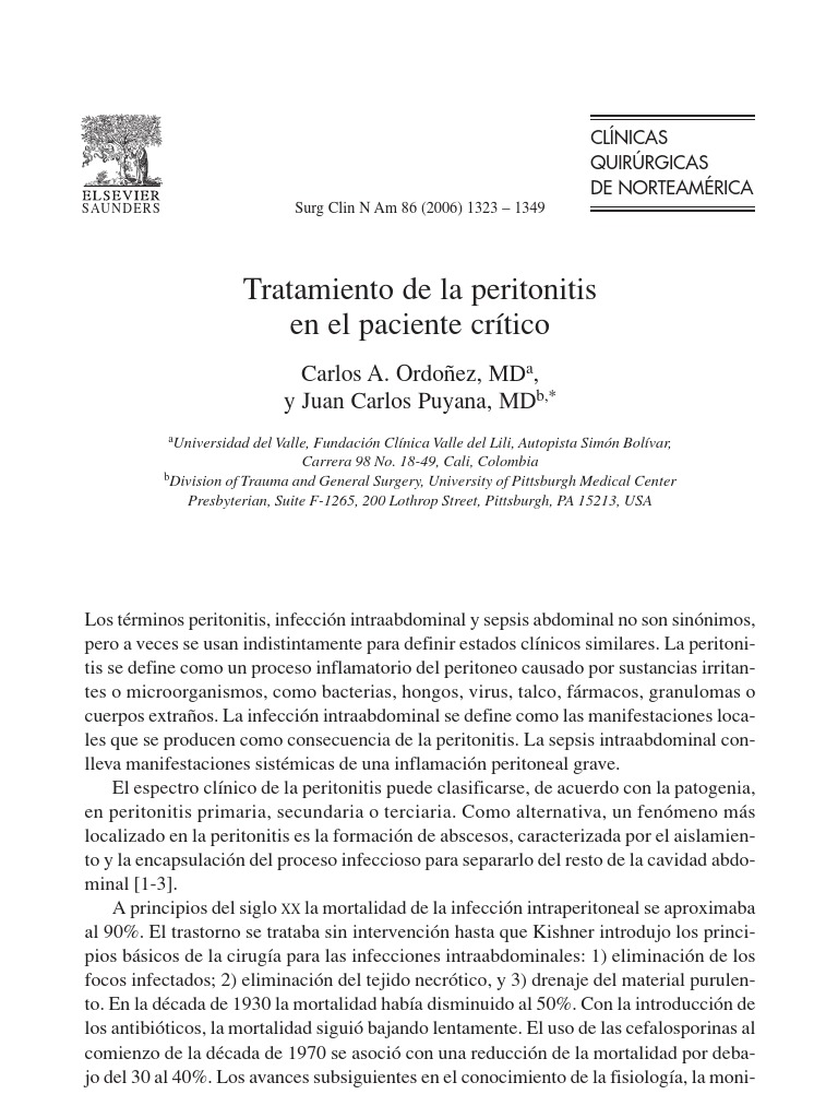 tratamiento de la peritonitis en el paciente crítico | Inflamación ...