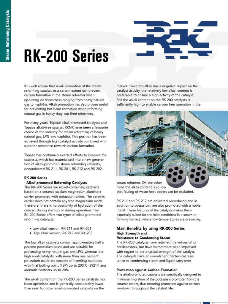 Topsøe RK-200 Series Reforming Catalysts | PDF | Catalysis | Natural Gas