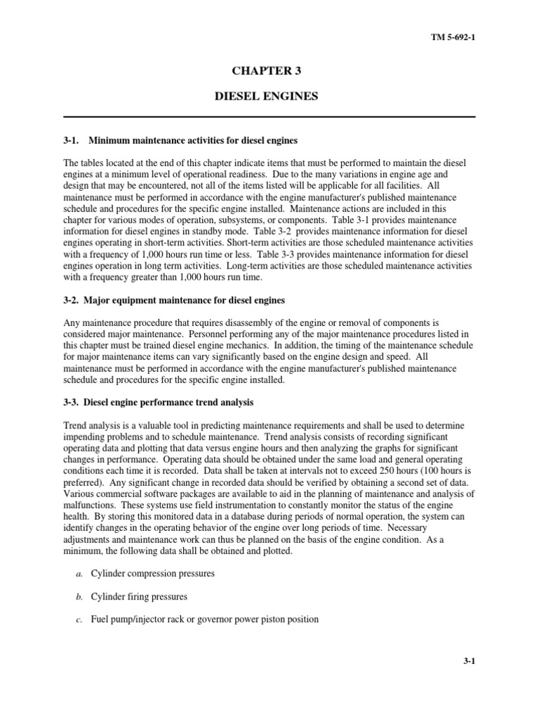 Diesel Engine Maintenance Checklist | PDF | Engines | Diesel Engine