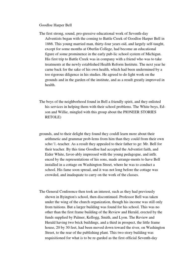 Goodloe Harper Bell | PDF | Teachers | Mind