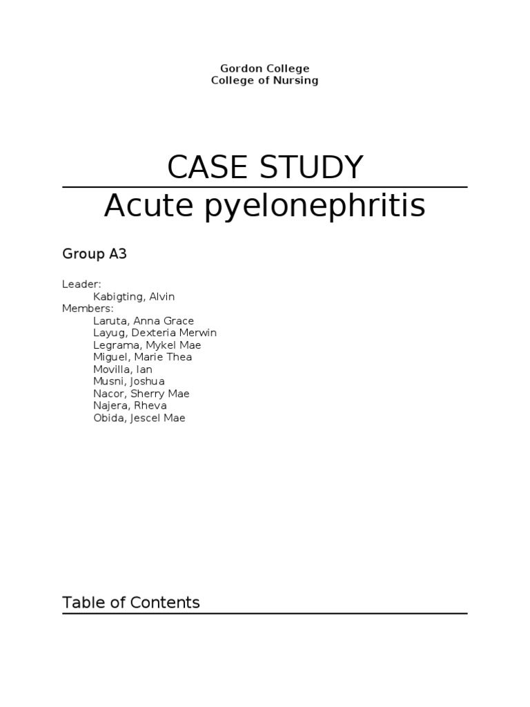 Case Study Acute Pyelonephritis FINAL | PDF | Urinary System | Urine