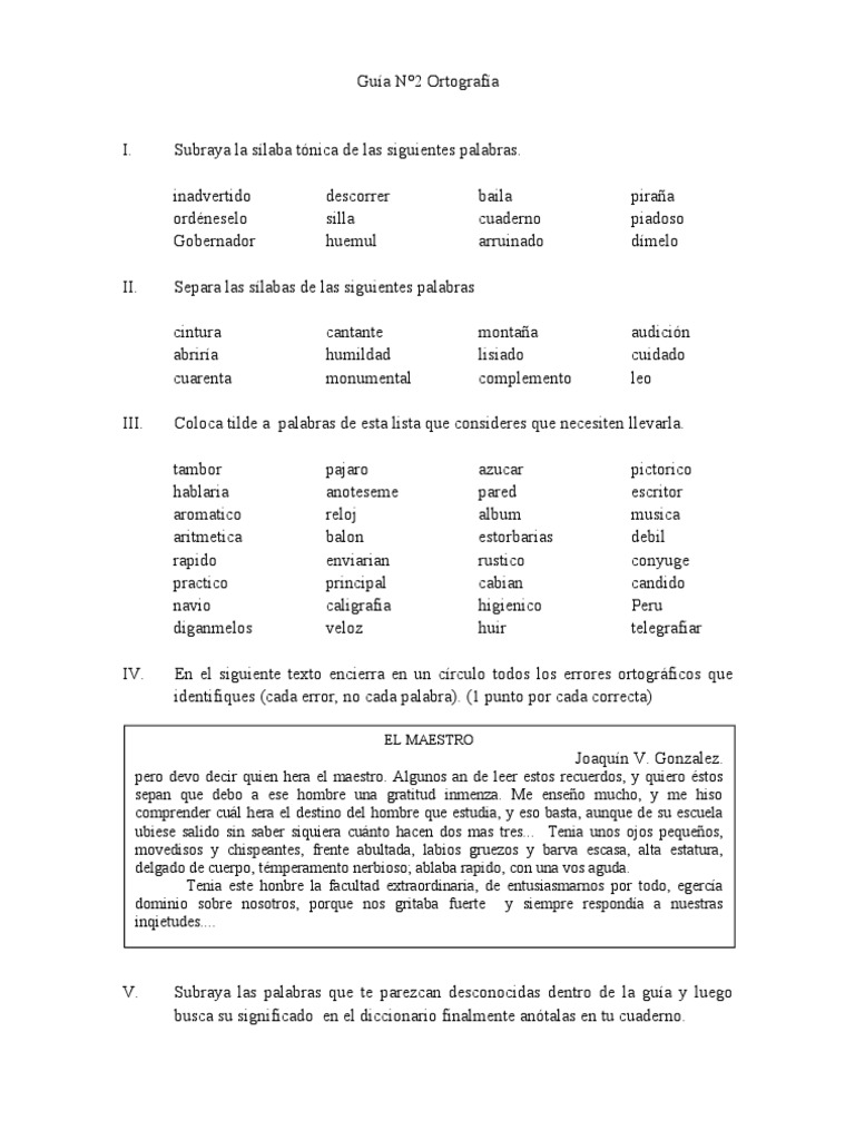 guia ortografia octavo básico