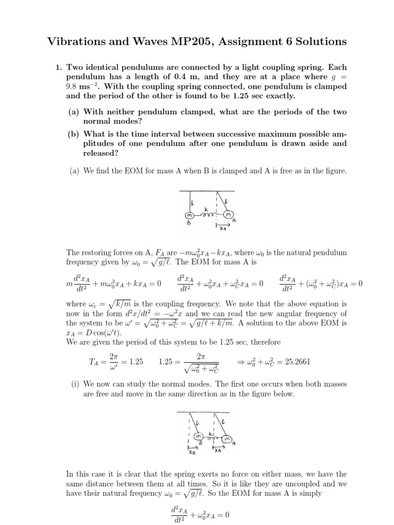 Assignment 6 Solutions | PDF | Normal Mode | Mathematical Analysis