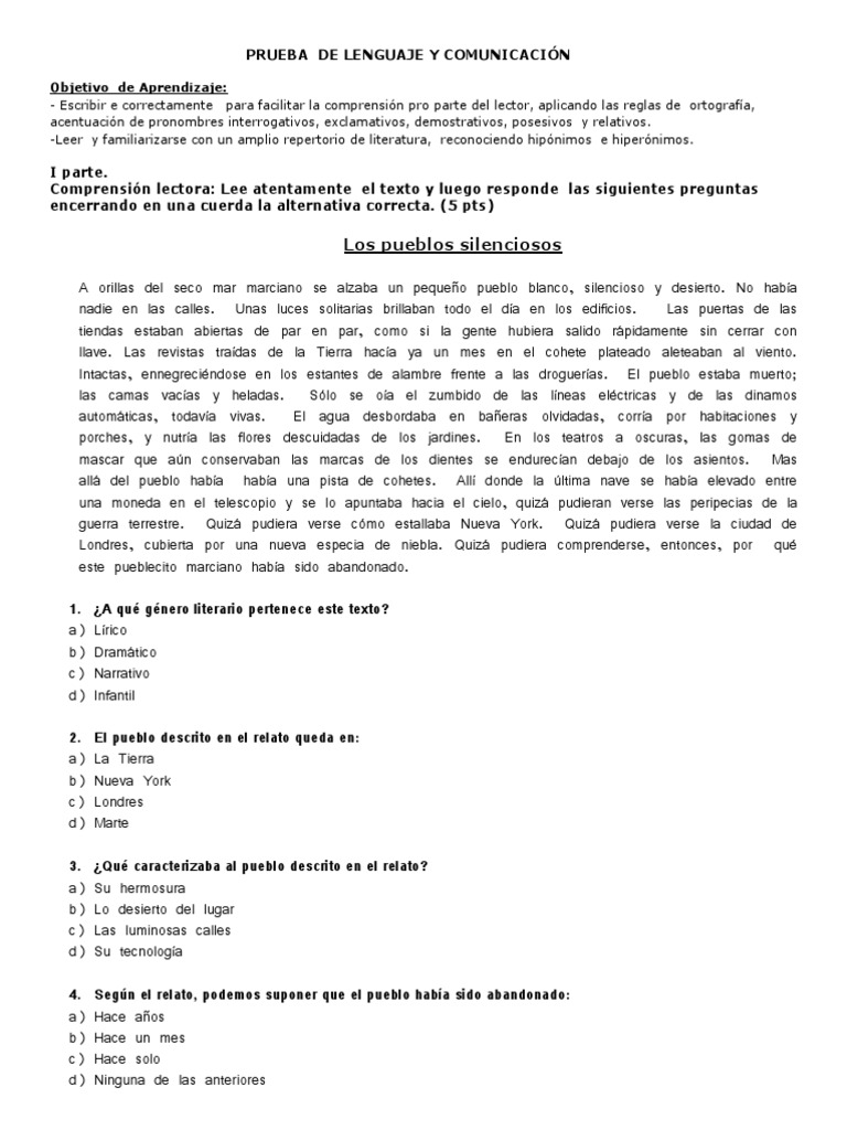 Prueba 6 Basico Pronombres | PDF | Lingüística | Sintaxis