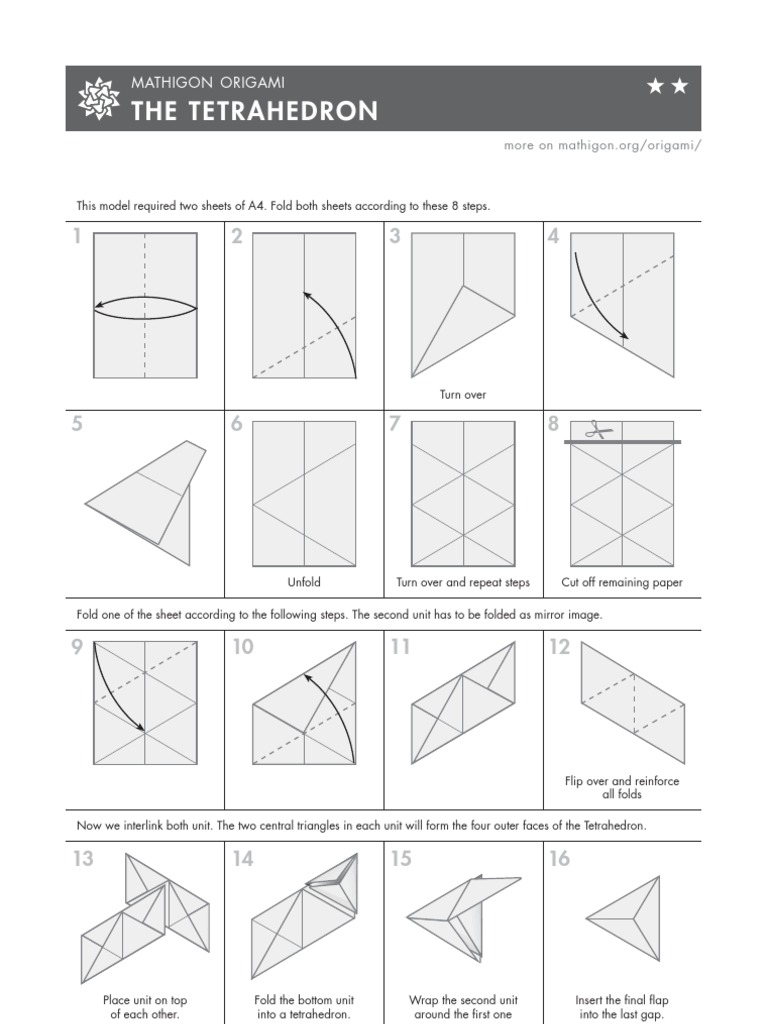 Tetrahedron Origami Instructions | PDF | Origami | Stationery