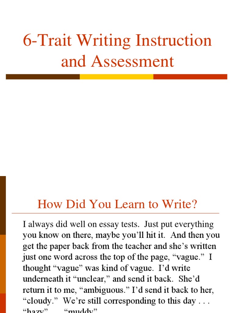 Understanding 6-Trait Writing | PDF | Educational Assessment | Sentence ...
