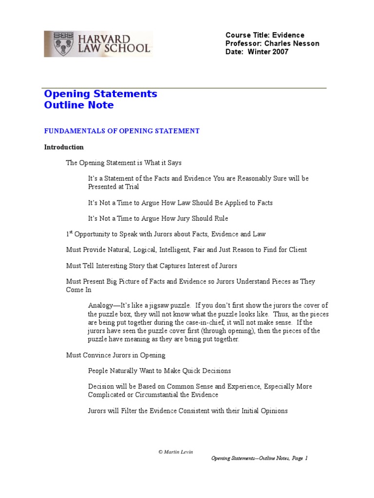 Opening Statements | PDF | Burden Of Proof (Law) | Evidence