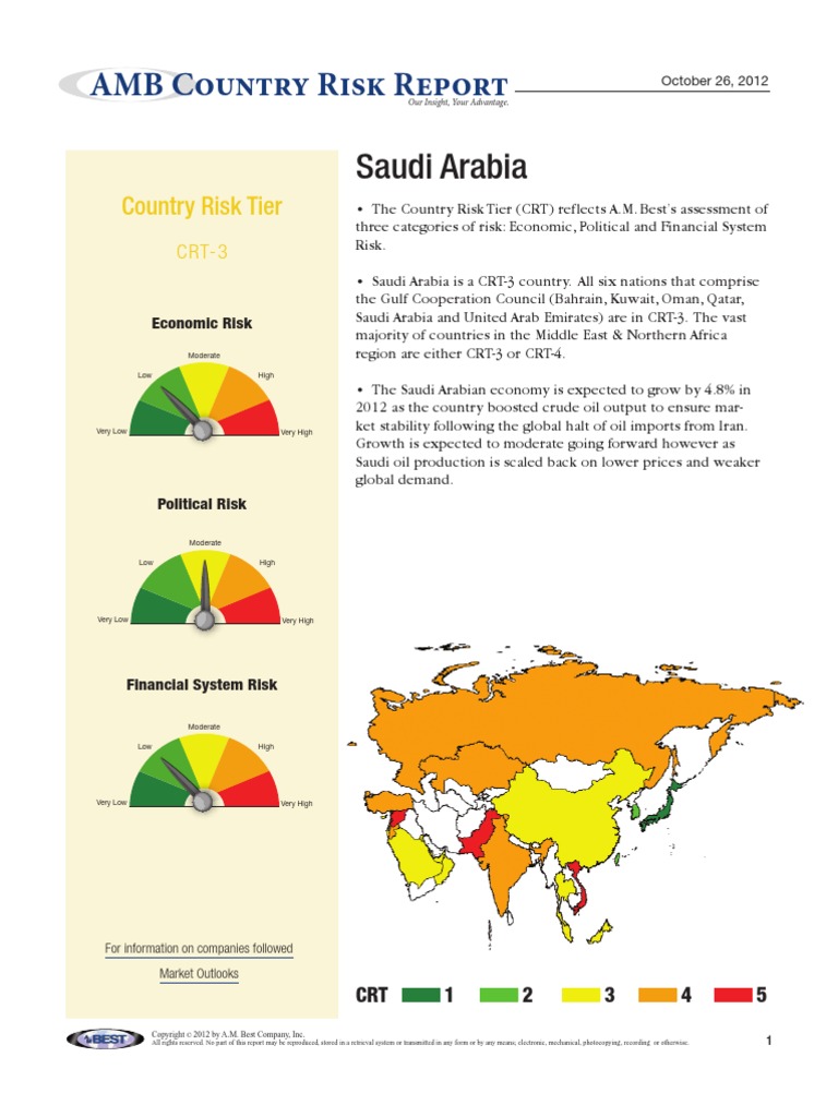 Saudi Arabia: AMB Country Risk Report | PDF | Insurance | Risk