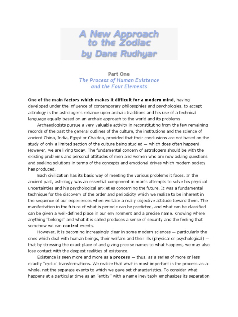Dane Rudhyar - A New Approach To The Zodiac | PDF | Astrology | Human