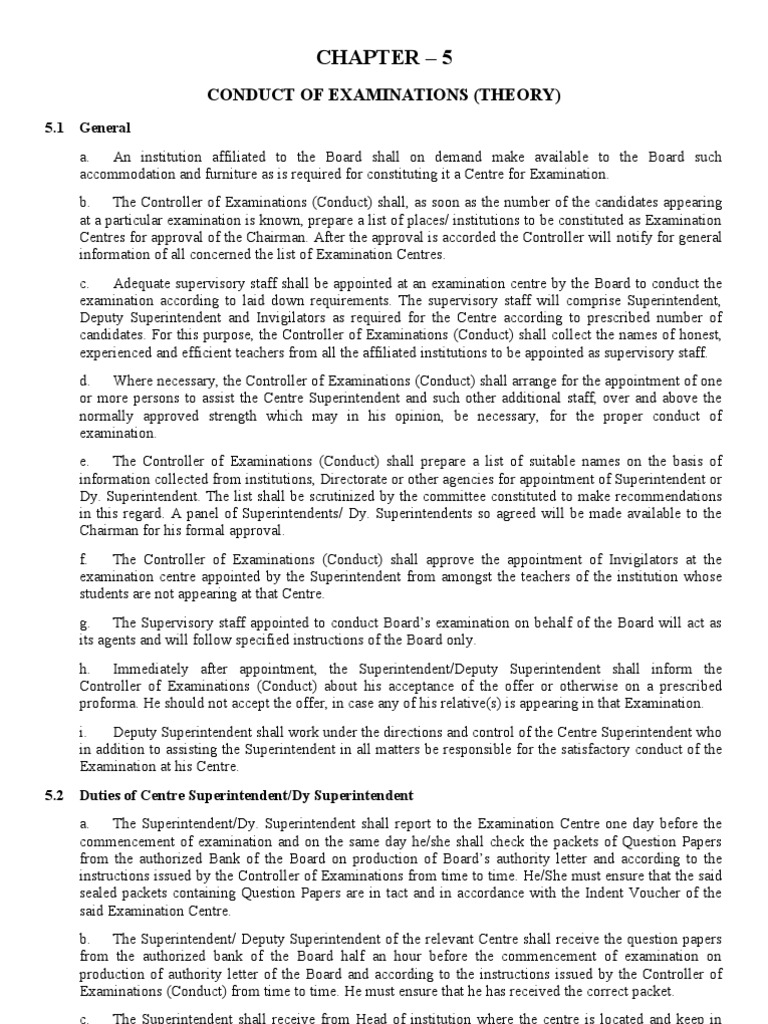 Conduct of Examinations (Theory) | PDF | Test (Assessment) | Teachers