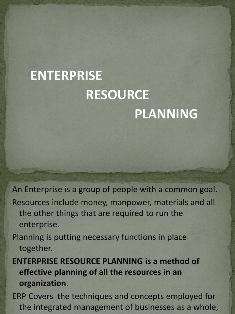 Enterprise Resource Planning | PDF | Enterprise Resource Planning ...
