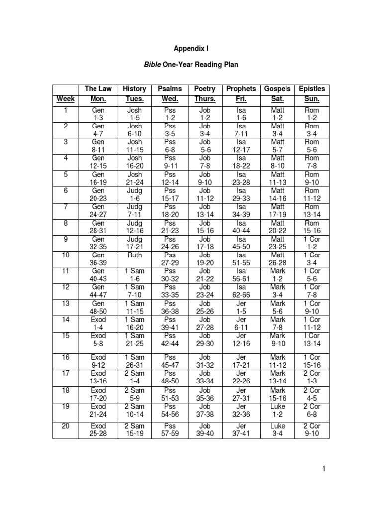 Bible One-Year Reading Plan | PDF