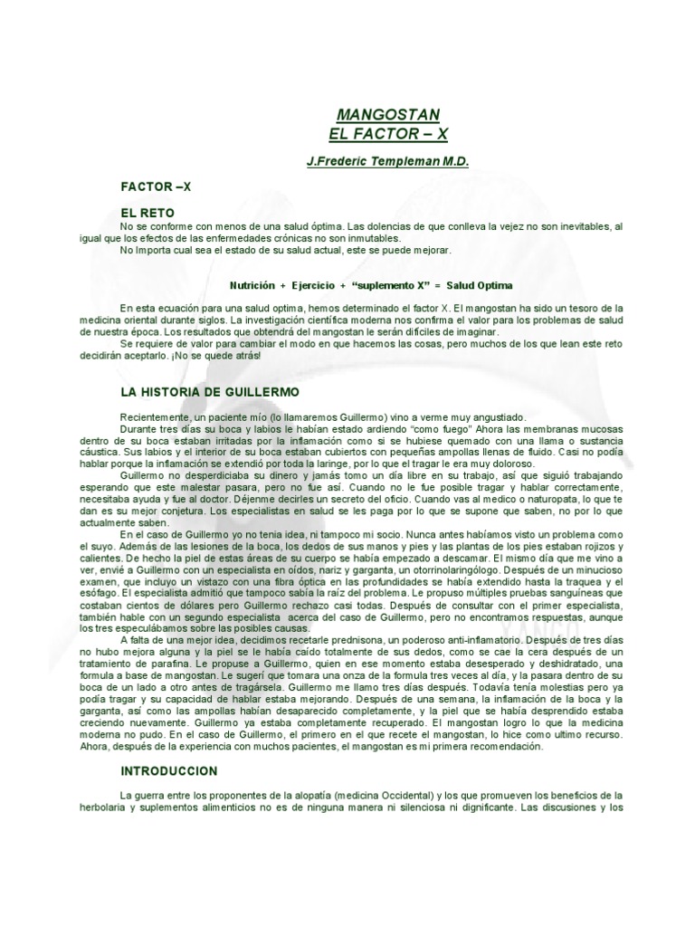 Documento 18 Paginas FACTOR - X Dr. Frederic Templeman | PDF ...