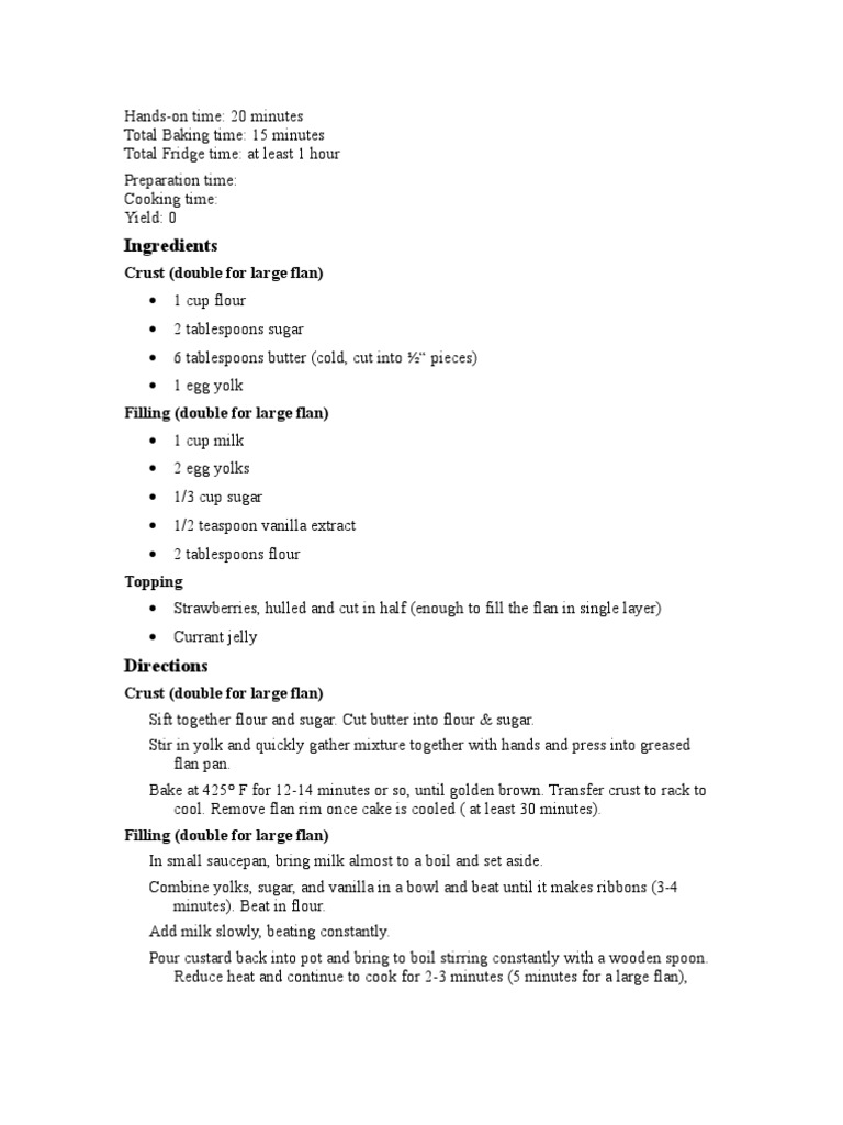 Strawberry Flan Recipe with Custard | PDF