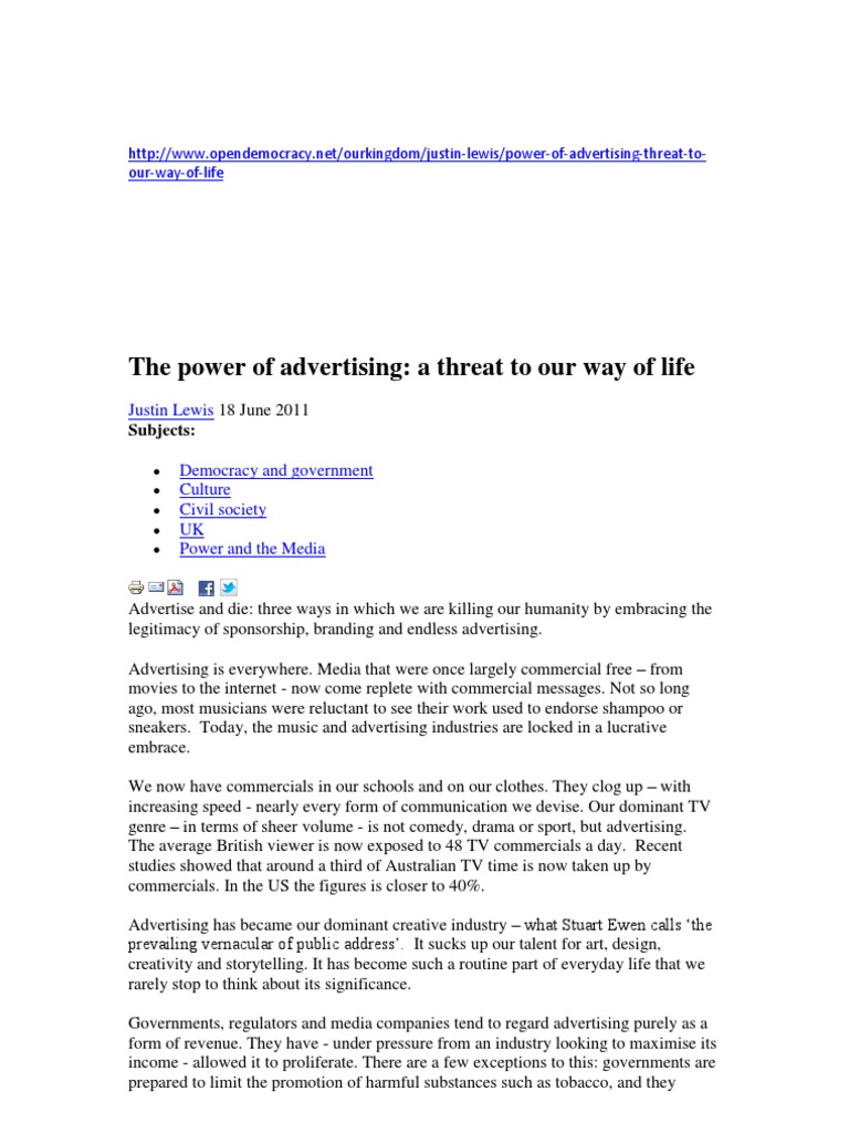The Power of Advertising 33444444444444 | PDF | Consumerism ...